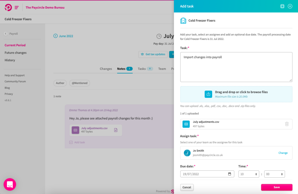 How to create tasks from notes - Paycircle